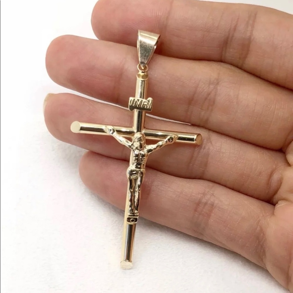 14k Gold Jesus Christ Cross Pendant - Gem
